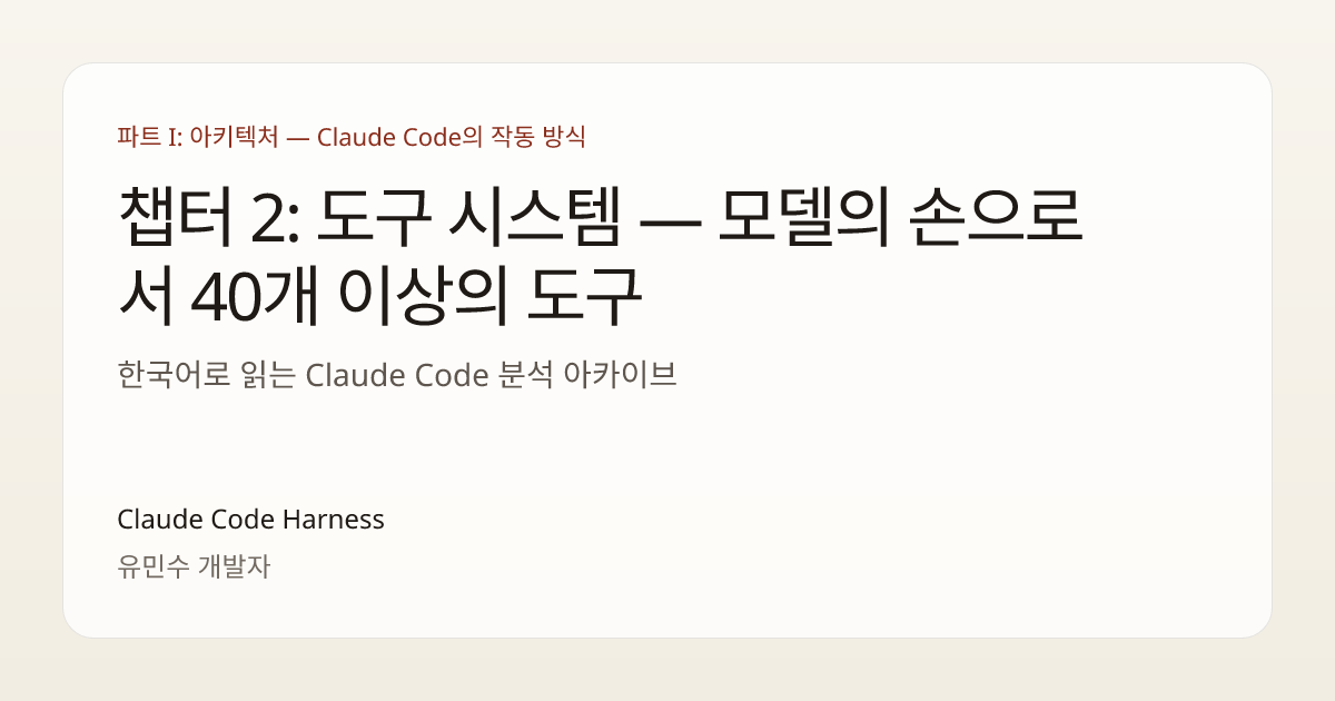 챕터 2: 도구 시스템 — 모델의 손으로서 40개 이상의 도구 | Claude Code Harness